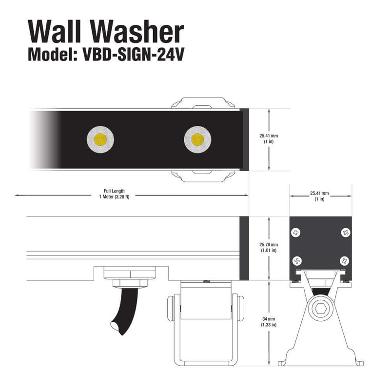 VBD-SIGN-24V Linear LED Wall Washer, 100cm (39.3in)