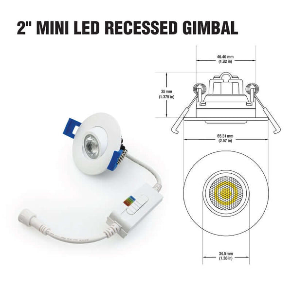2 inch Round Mini LED Recessed Gimbal Ceiling Light