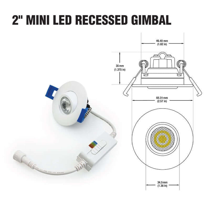 2 inch Round Mini LED Recessed Gimbal Ceiling Light