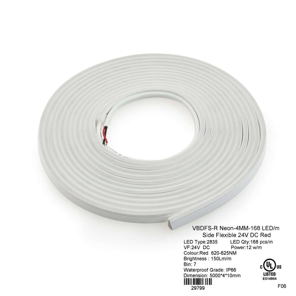 VBDFS-R Neon-4MM-168 LED/m Flexible Neon Red LED Strip